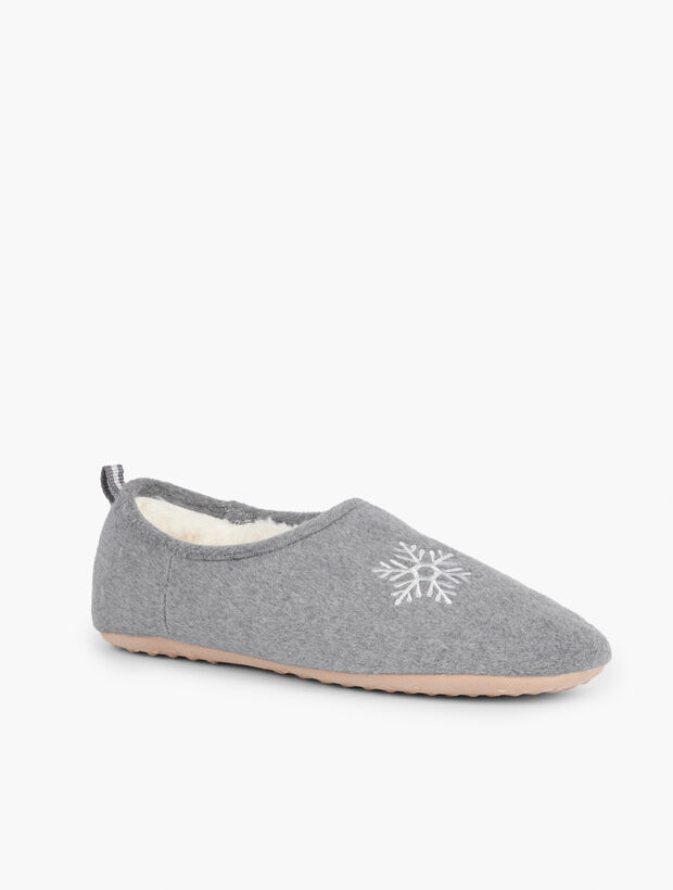 Skye Brushed Flannel Slippers - Embroidered Snowflake | Talbots