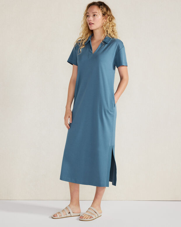 Organic Cotton Interlock Collared Midi Dress | Haven Well Within