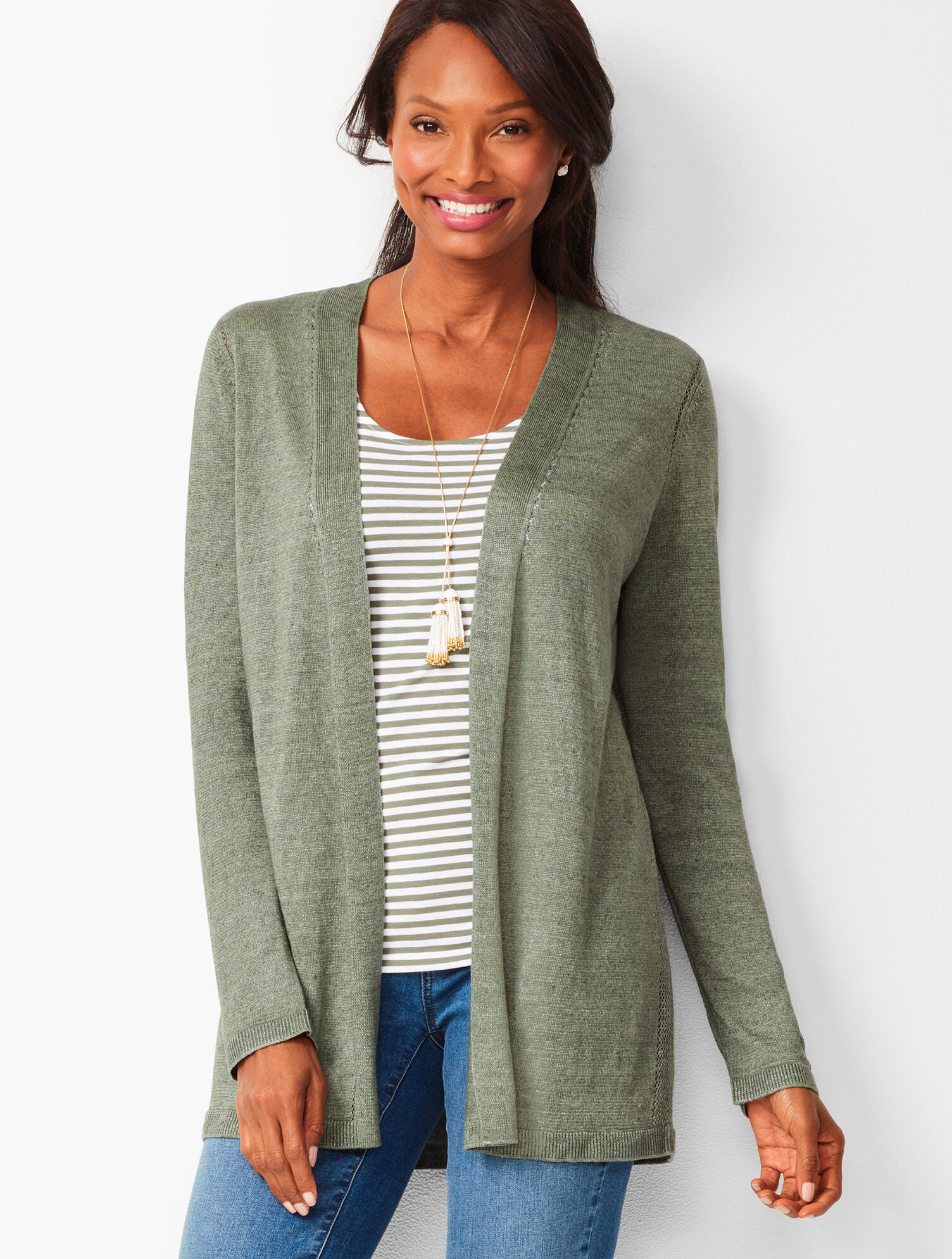 Open-Front Linen Cardigan | Talbots