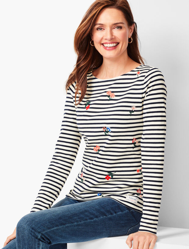 Authentic Talbots Tee - Floral Stripe | Talbots