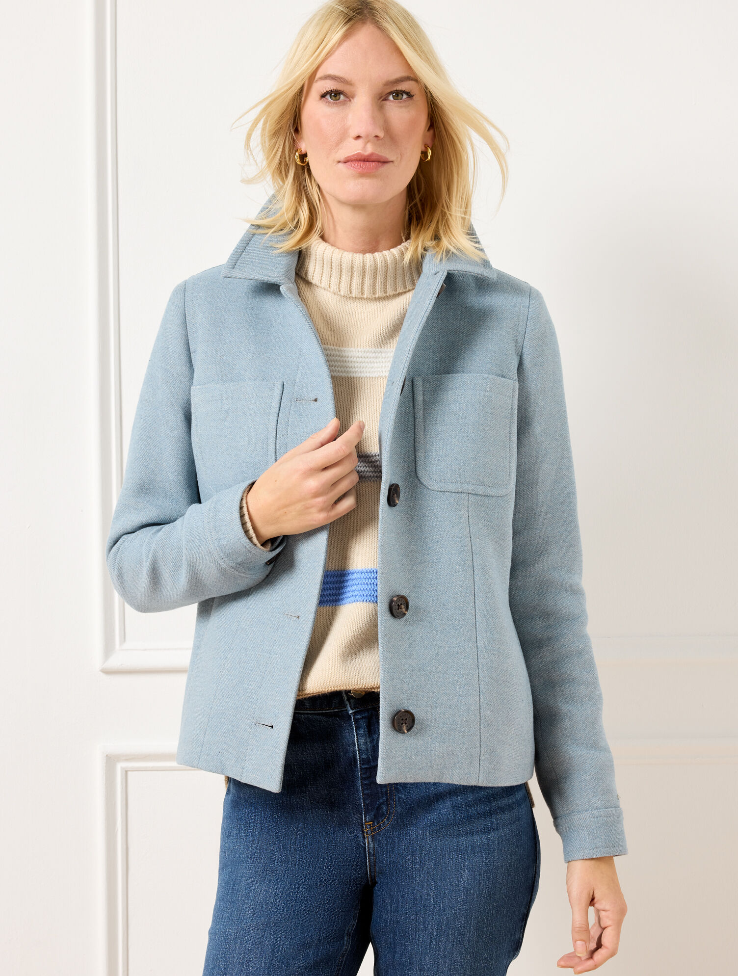 Brushed Twill Shirt Jacket | Talbots
