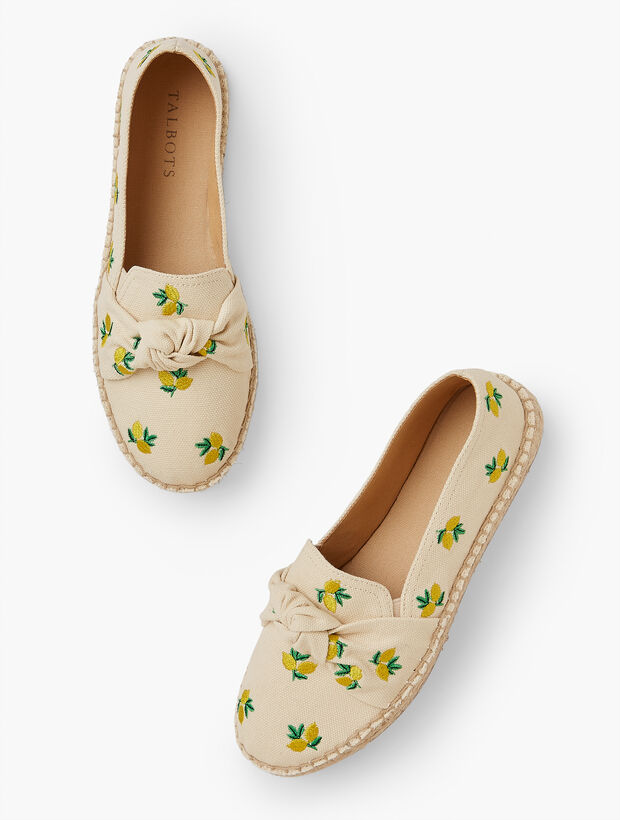 Izzy Lemon Knotted Canvas Espadrilles | Talbots