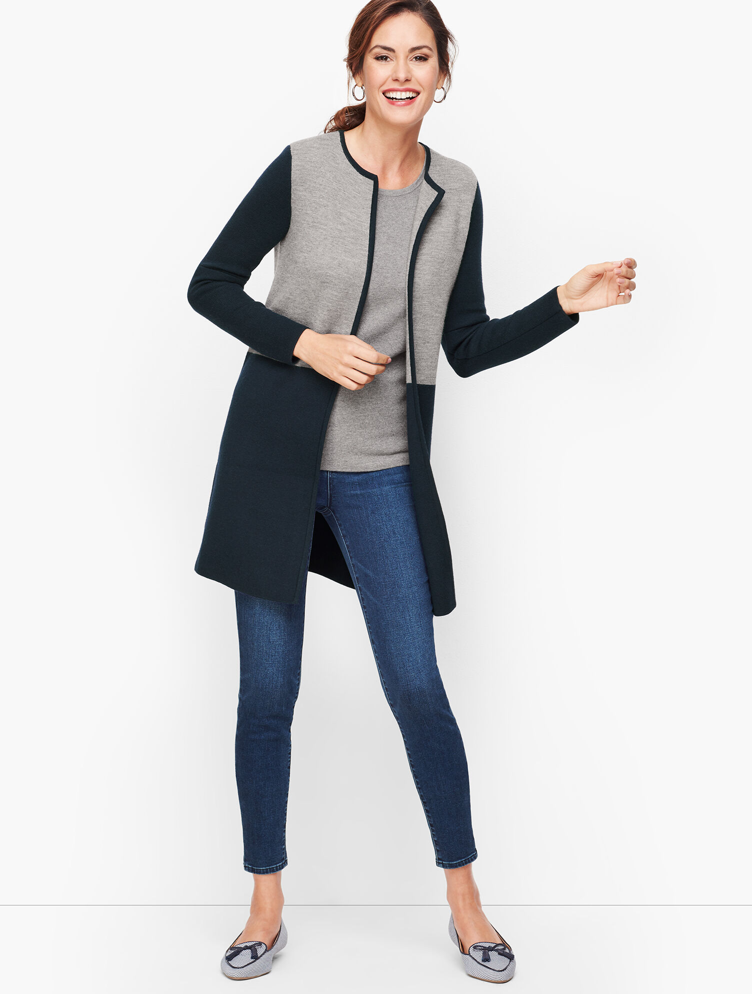 Merino Blend Colorblock Sweater Jacket | Talbots