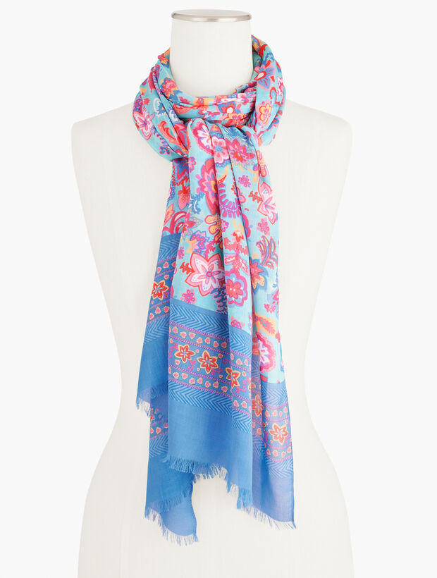 Charming Floral Border Oblong Scarf | Talbots