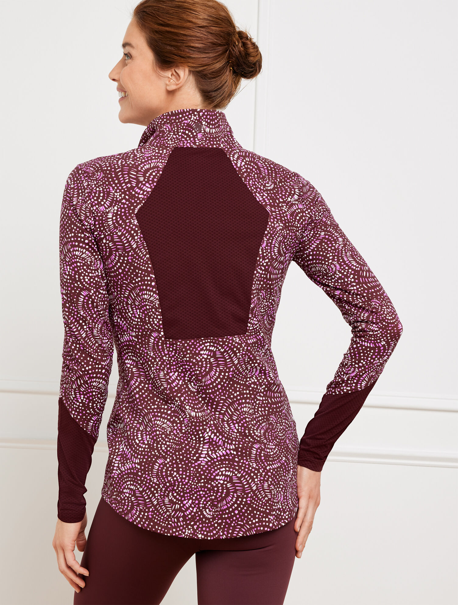 Performance Interlock Half-Zip Pullover - Stenciled Fans | Talbots