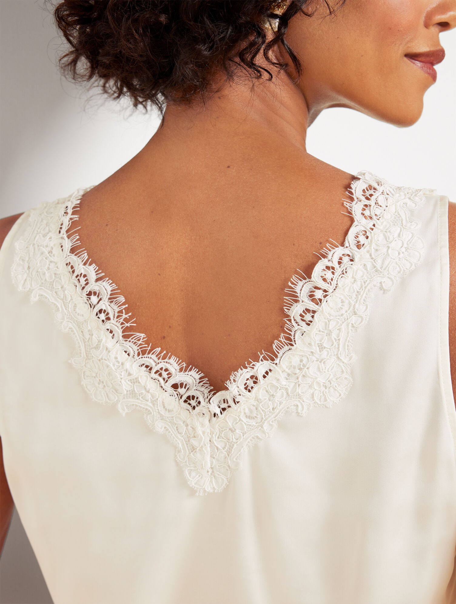 Lace Trim Soft Satin Charmeuse Camisole | Talbots