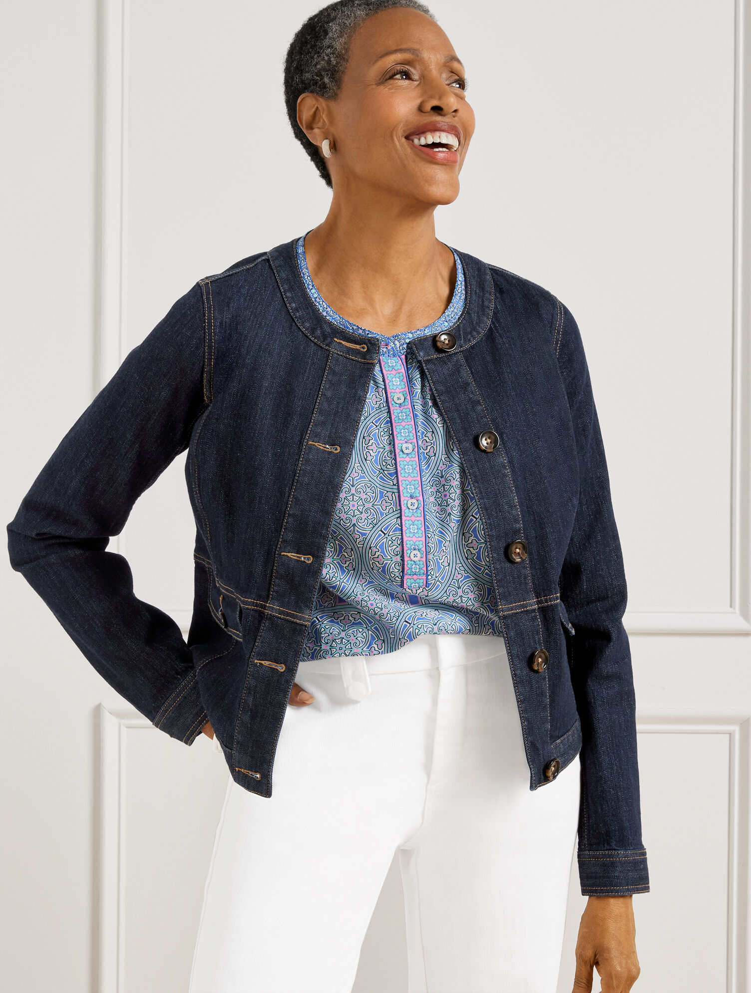 Collarless Jean Jacket - Indigo | Talbots