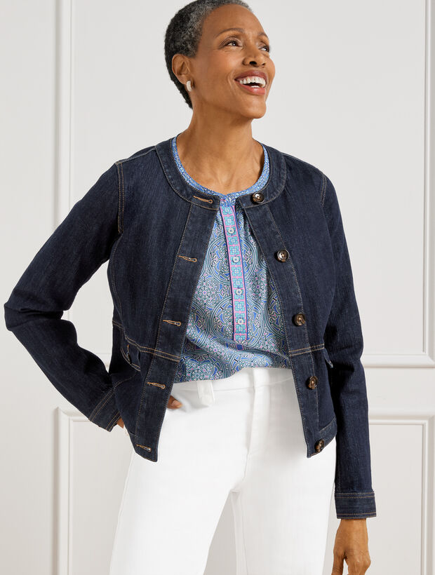 Collarless Jean Jacket - Indigo | Talbots