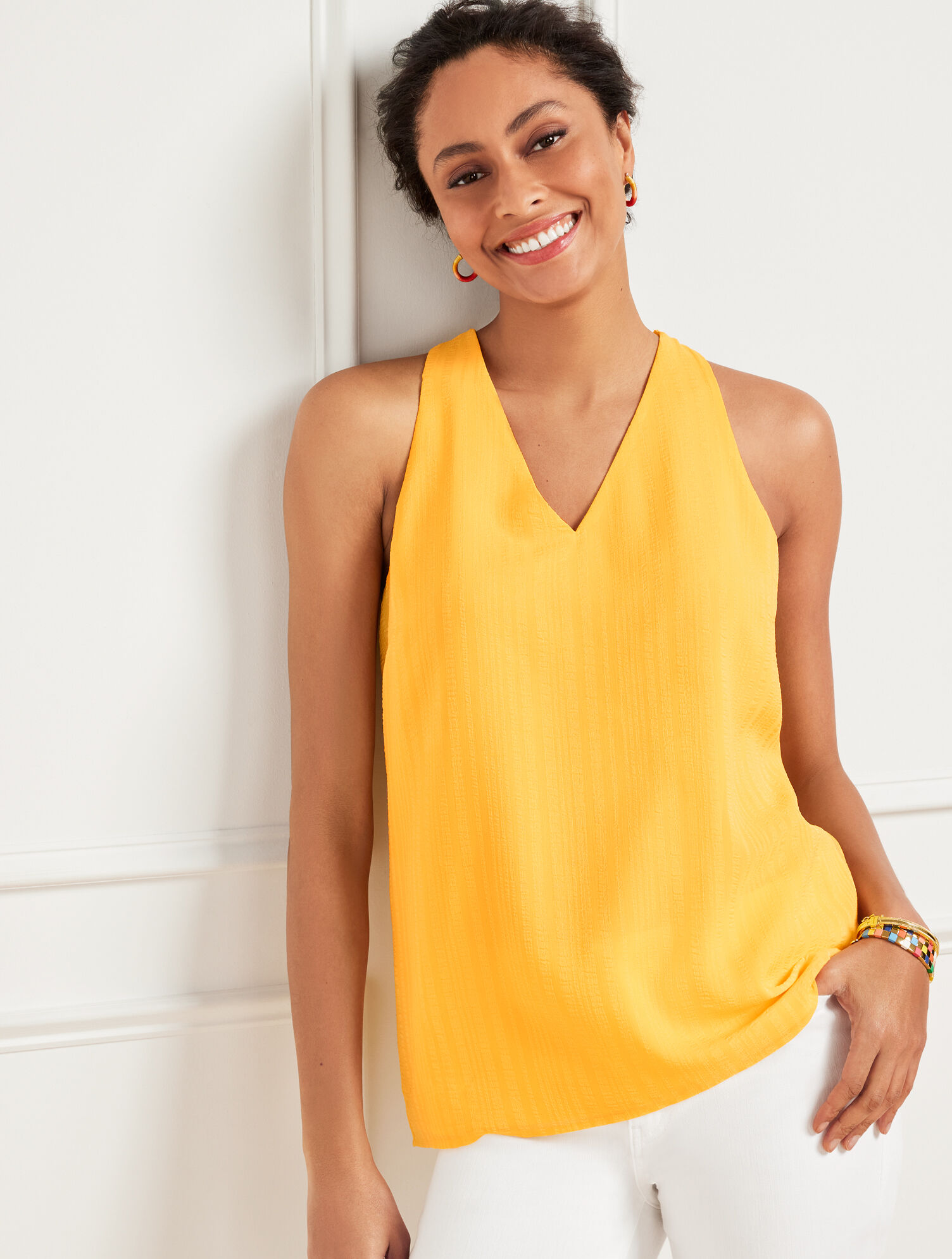 Seersucker Twist Back Halter Top | Talbots