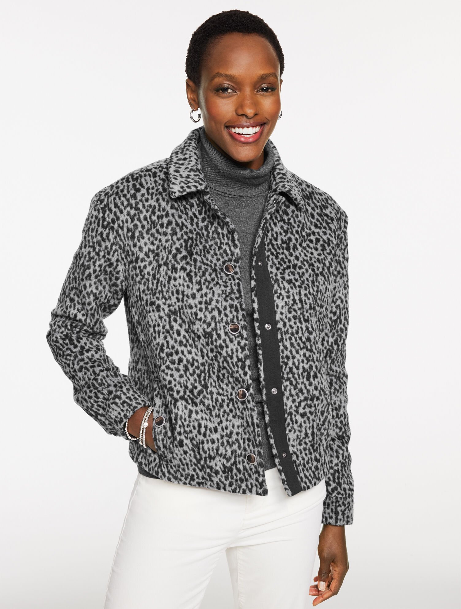 Brushed Jacket - Snow Leopard | Talbots