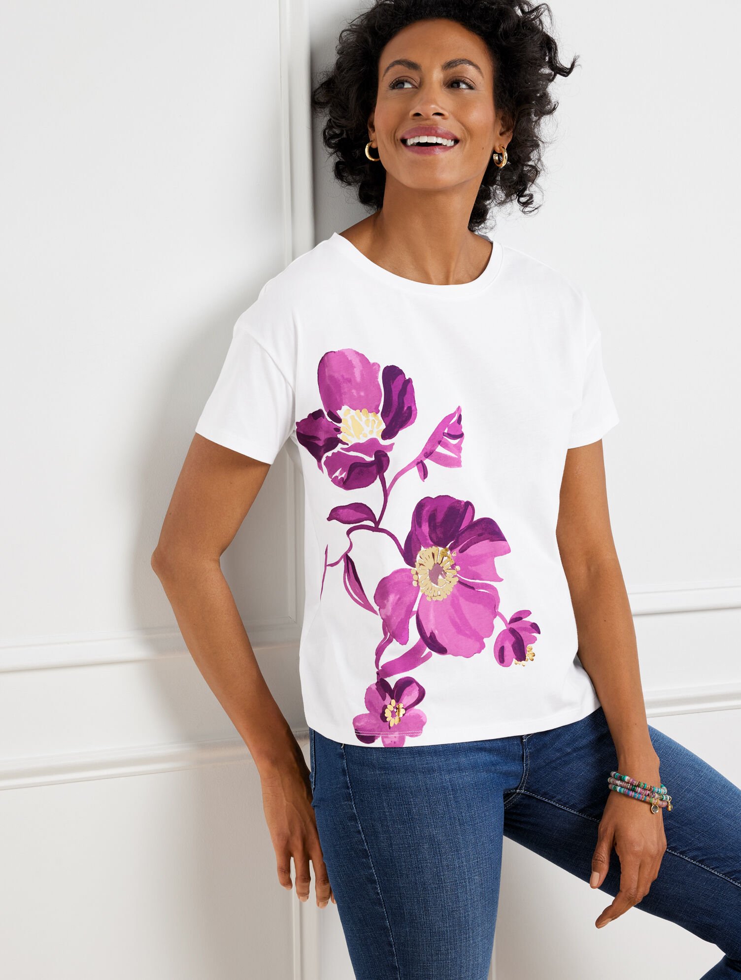 Dropped Shoulder Tee - Foil Floral | Talbots