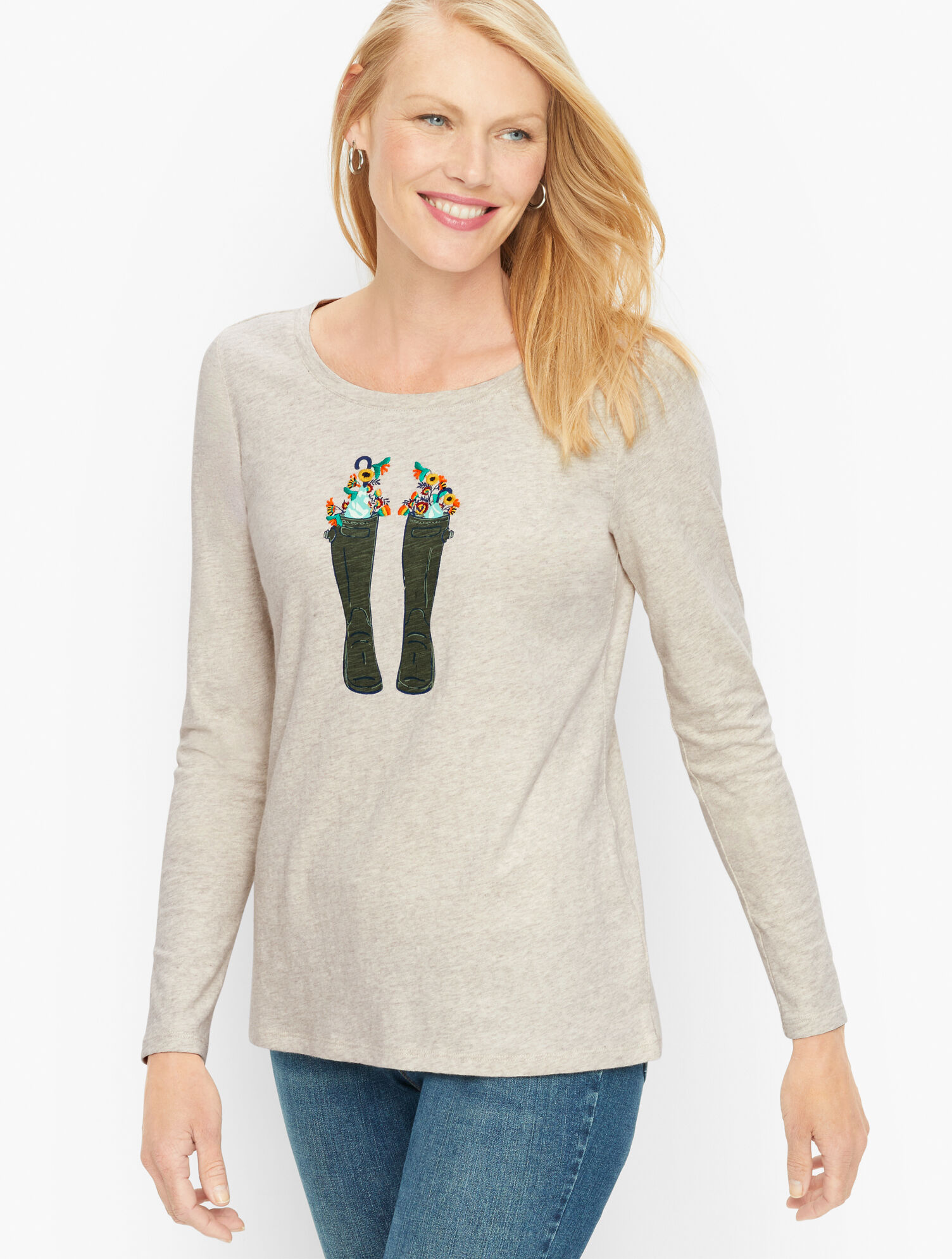 Wellie Boot Cotton Crewneck Tee | Talbots