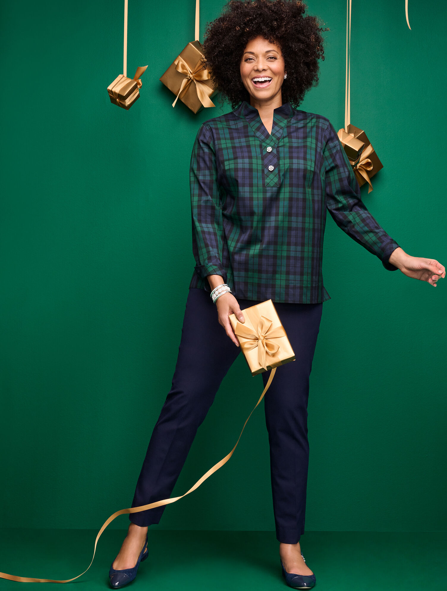 Non-Iron Popover - Black Watch | Talbots