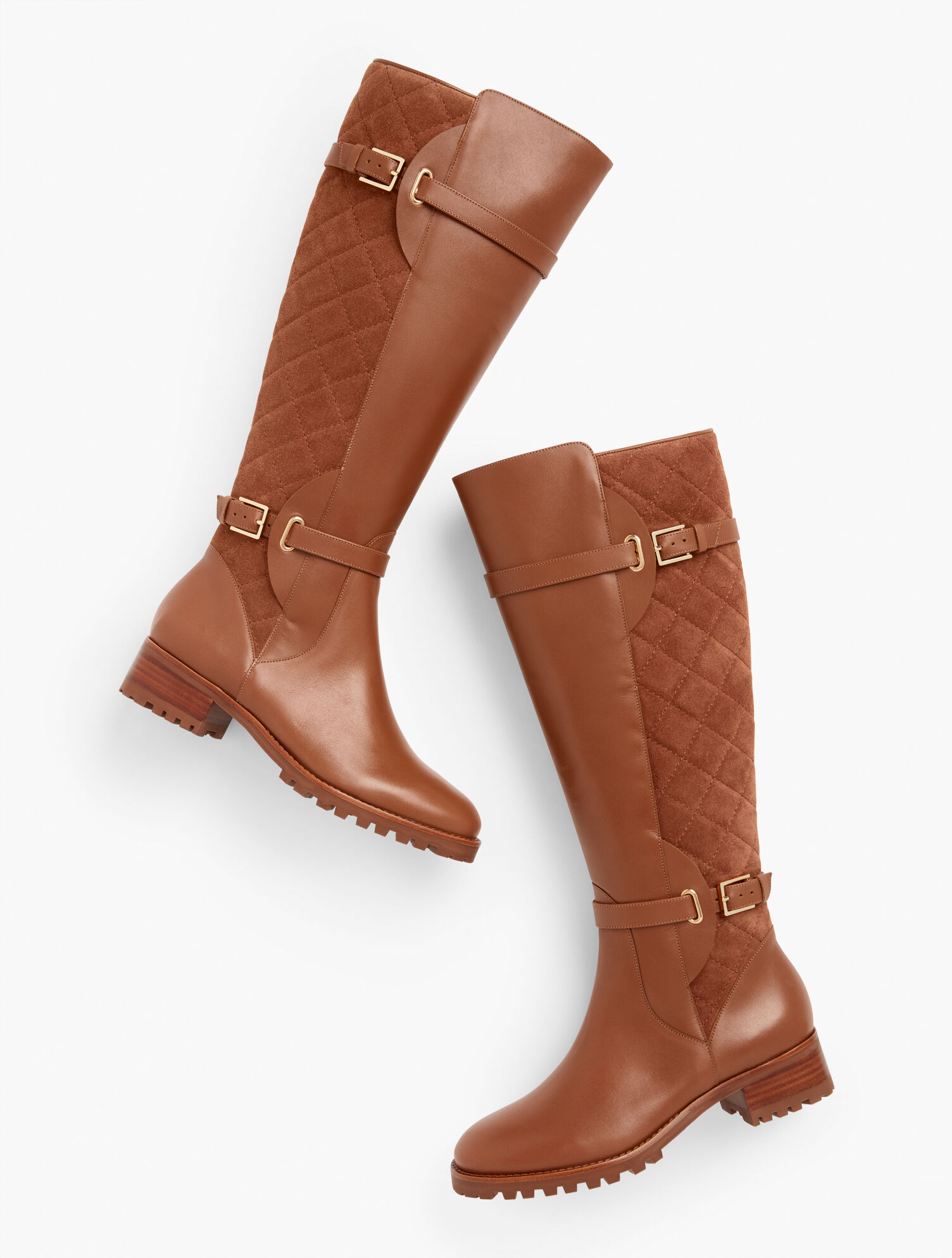 Tish Tall Quilted Leather Lug Boots | Talbots