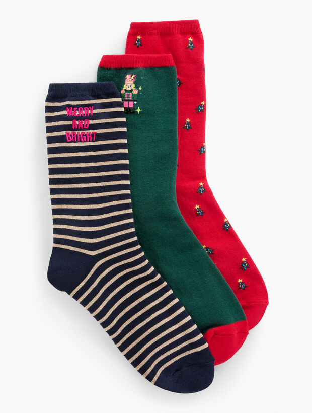 Nutcracker Christmas Three Pair Trouser Socks | Talbots