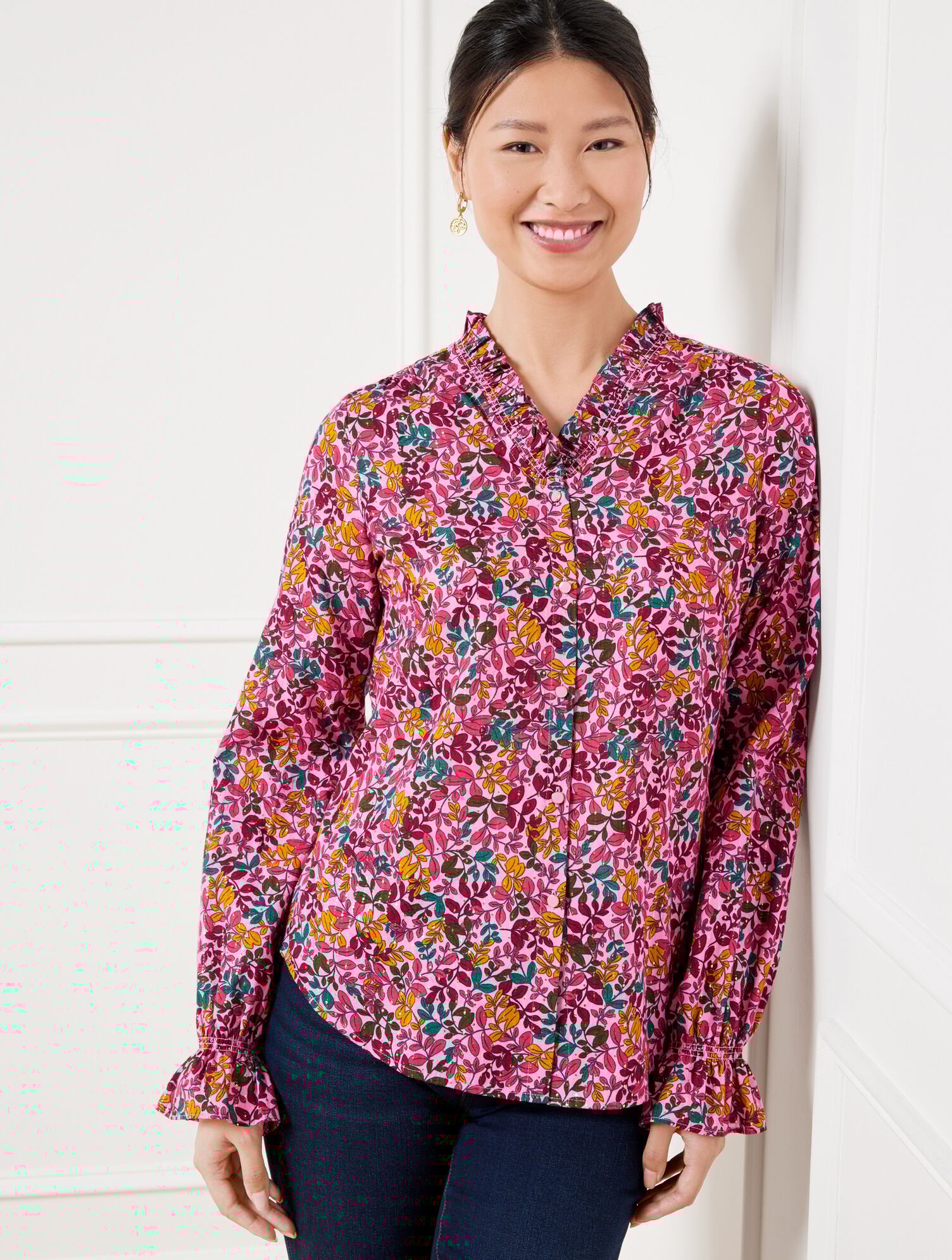 Ruffle Top - Gathered Leaves | Talbots