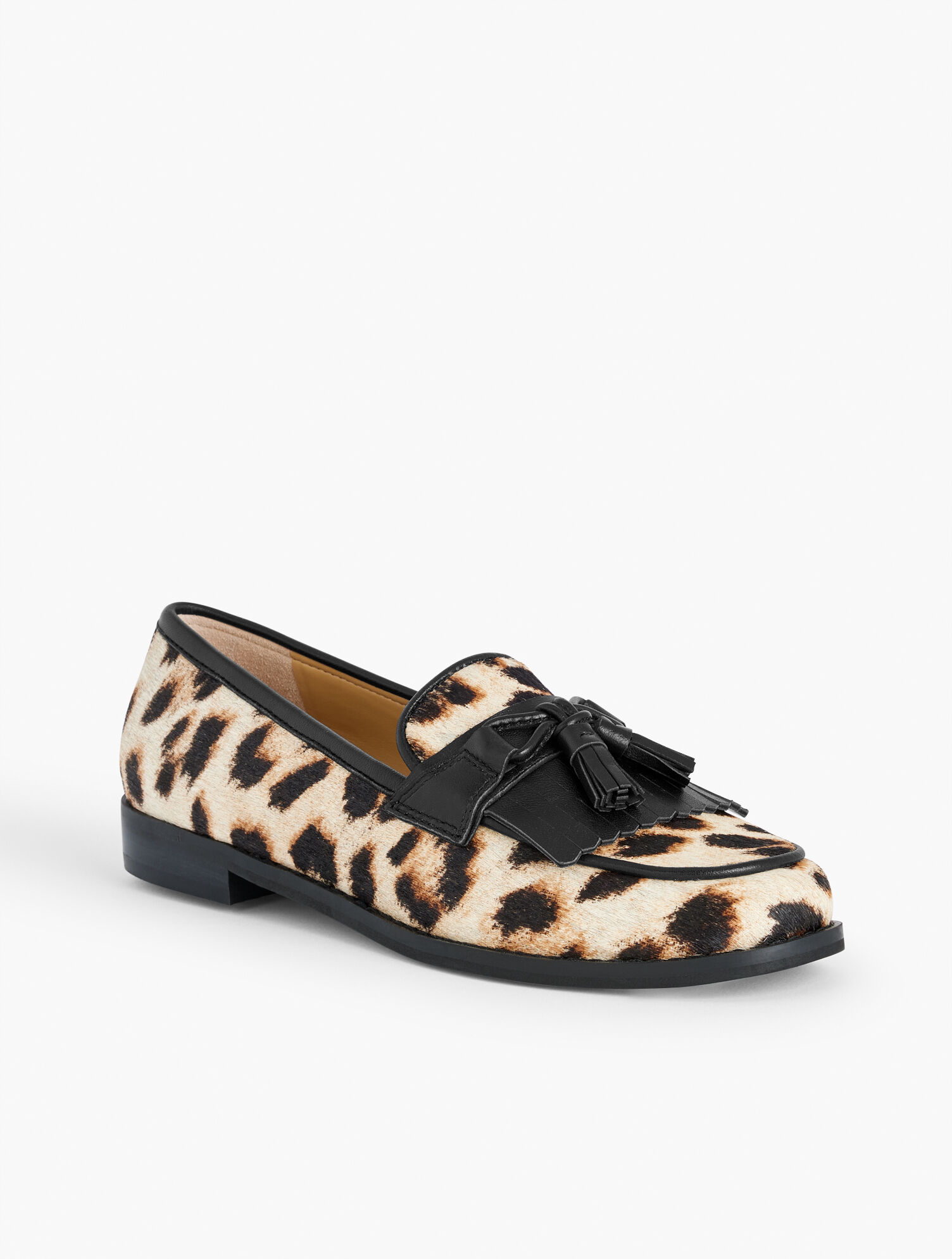 Laura Tassel Calf Hair Loafers - Snow Leopard | Talbots