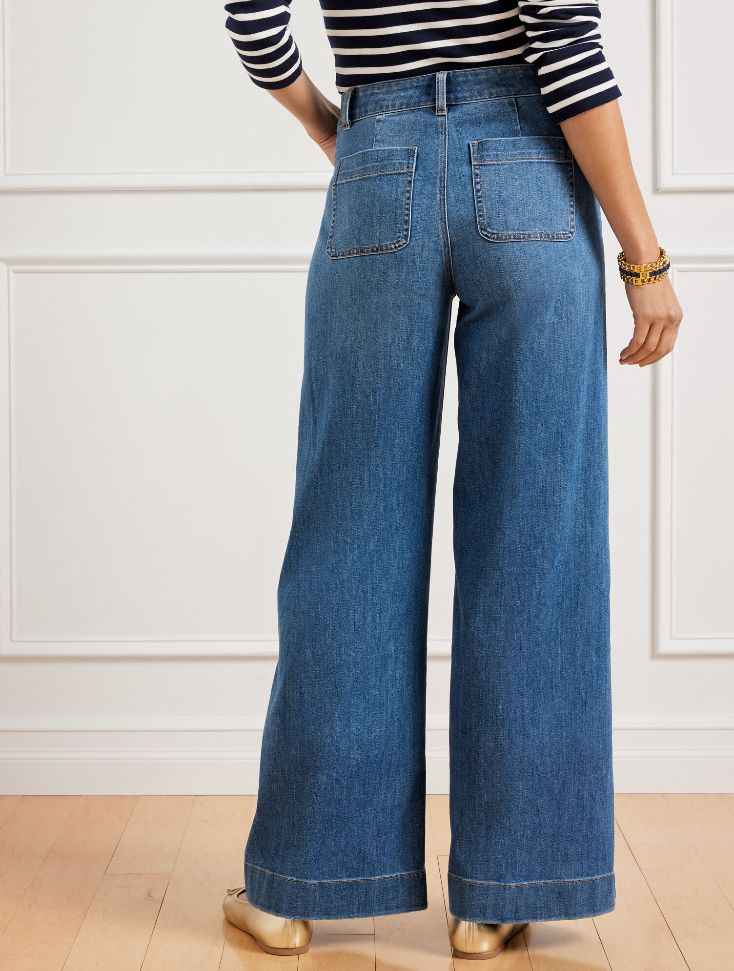 Ultra Wide Leg Denim Trousers - Adriana Wash | Talbots