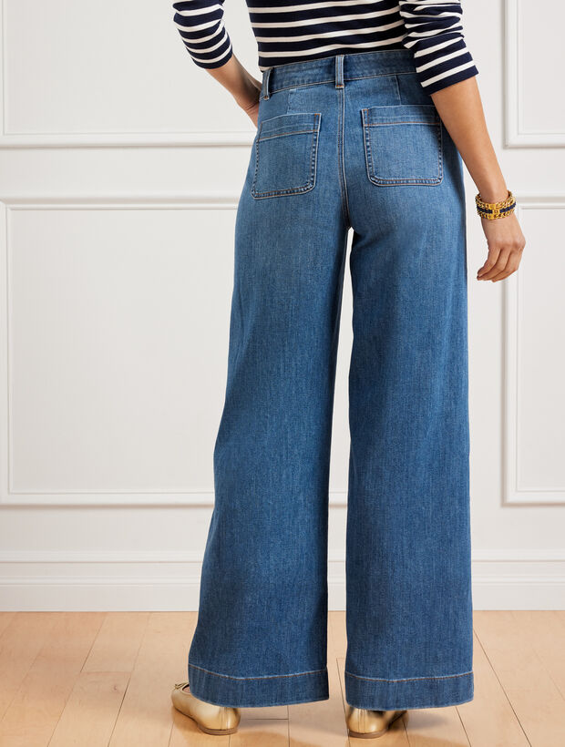 Ultra Wide Leg Denim Trousers - Adriana Wash | Talbots