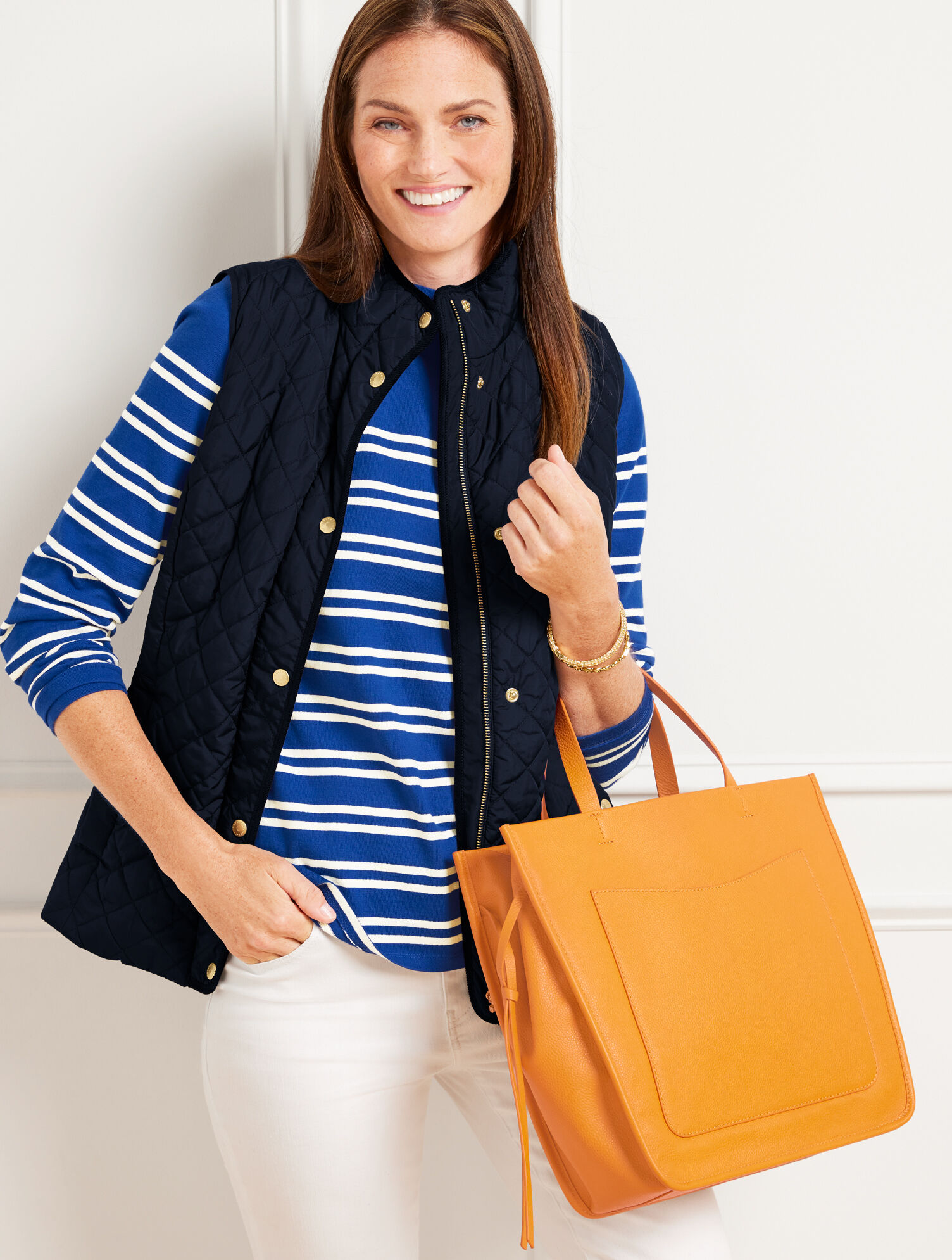 Double Handle Leather Tote | Talbots