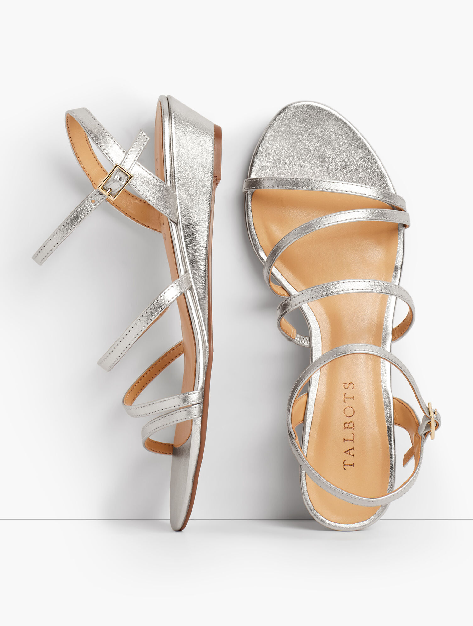 Capri Multi-Strap Mini-Wedge Sandals - Metallic | Talbots
