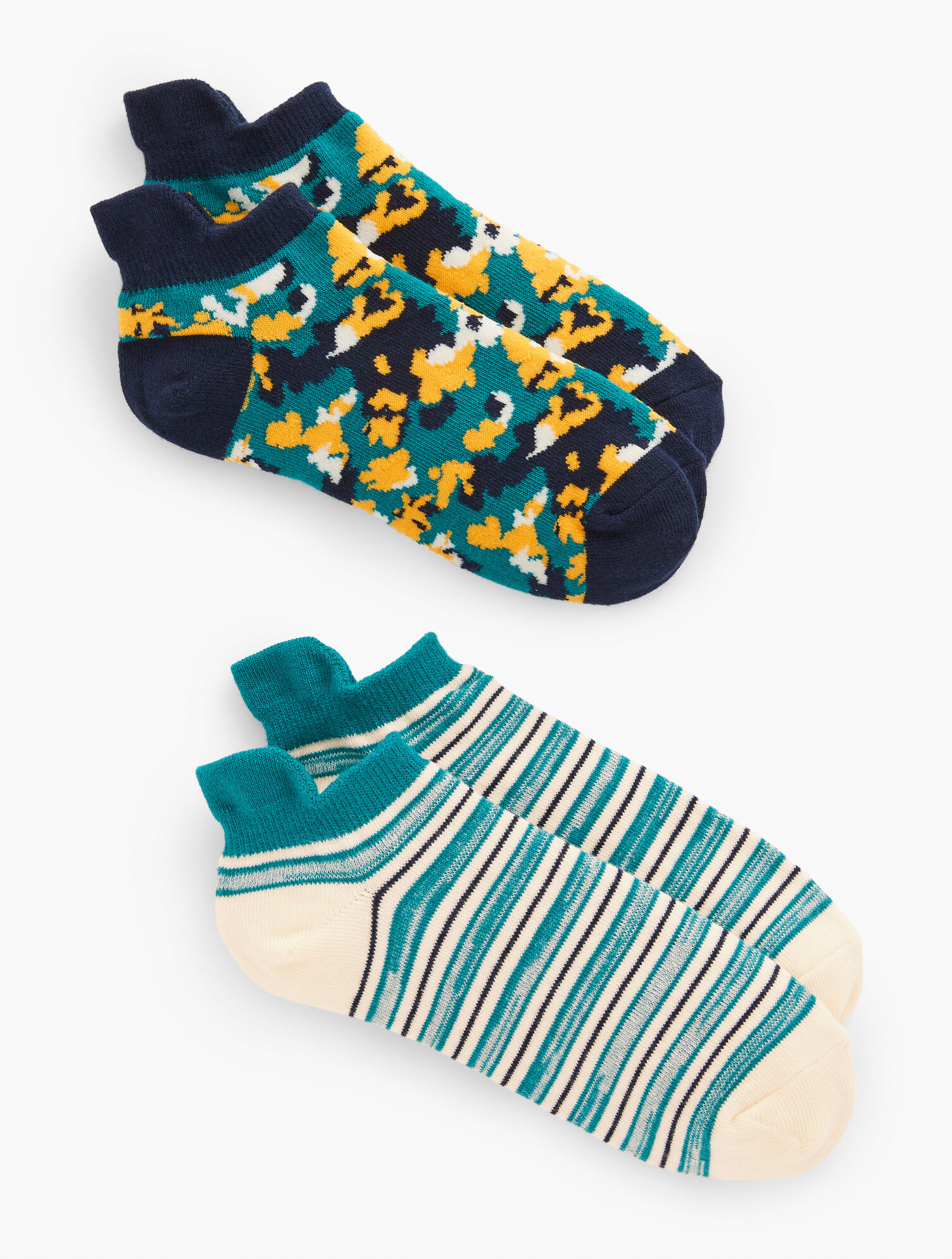 Watercolor Floral Two Pair Ankle Socks | Talbots