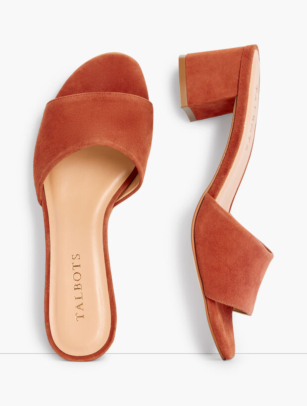 Georgia Suede Block Heel Slides | Talbots