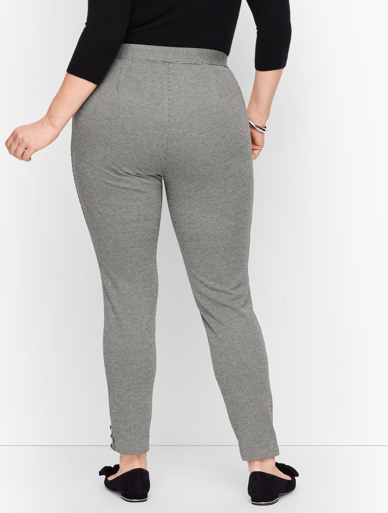 Plus Size Ankle Snap Ponte Leggings - Check | Talbots