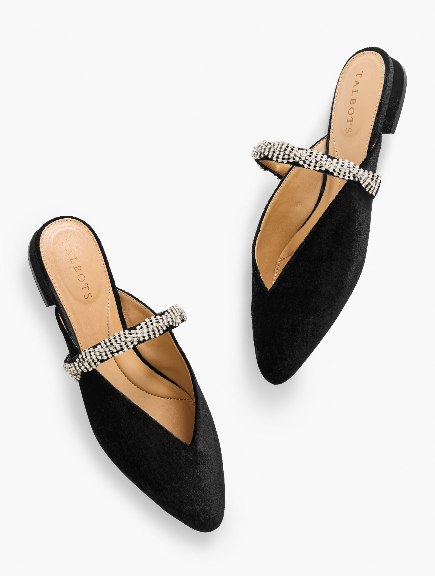 Edison Velvet Embellished Mules | Talbots