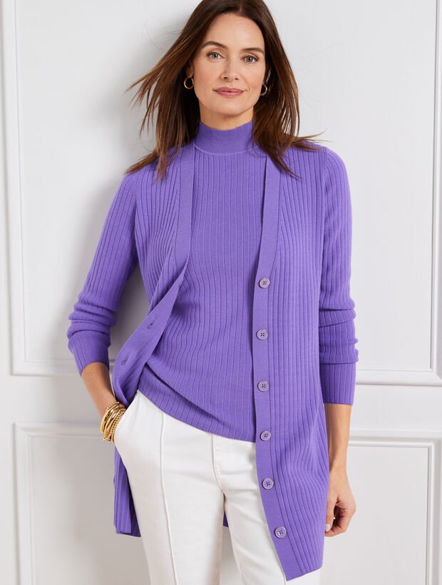 Ribbed V-Neck Cardigan | Talbots