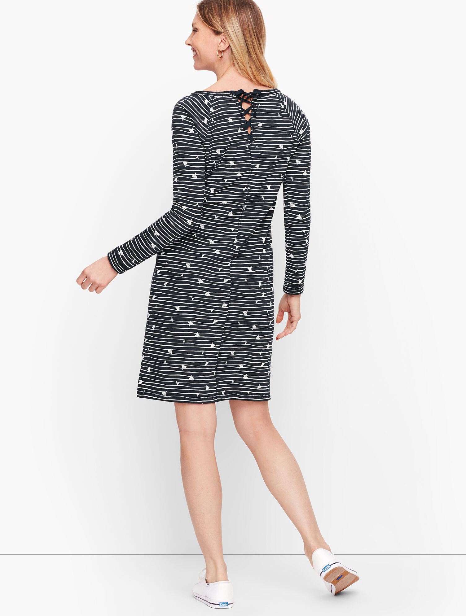 Long Sleeve Mixed Print Dress | Talbots