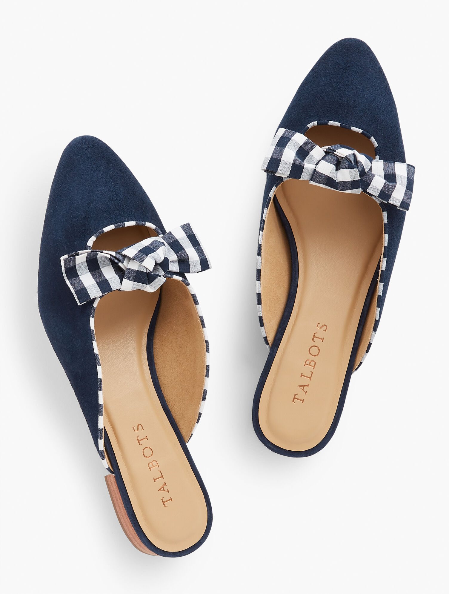 Edison Gingham Suede Bow Mules | Talbots