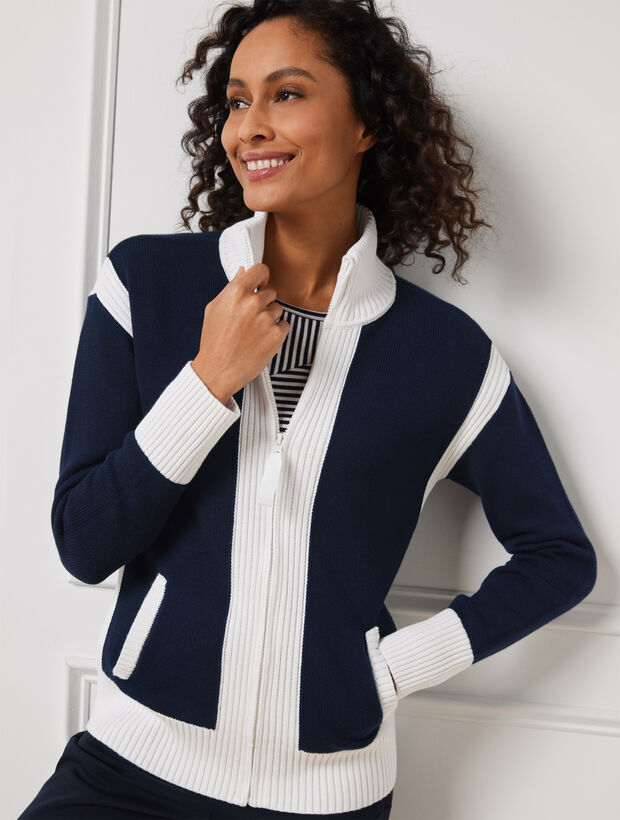 Coolmax® Mockneck Sweater Jacket | Talbots