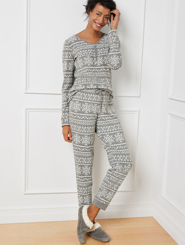 Waffle Knit Henley Sleep Set | Talbots