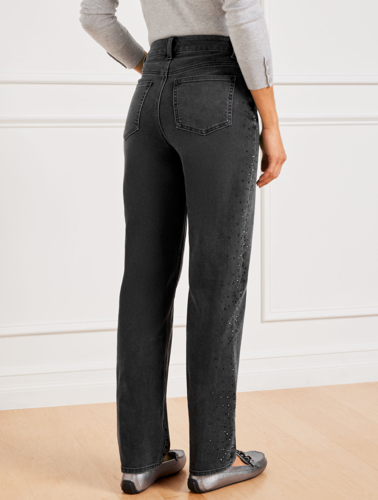 Embellished High Waist Relaxed Jeans | Talbots