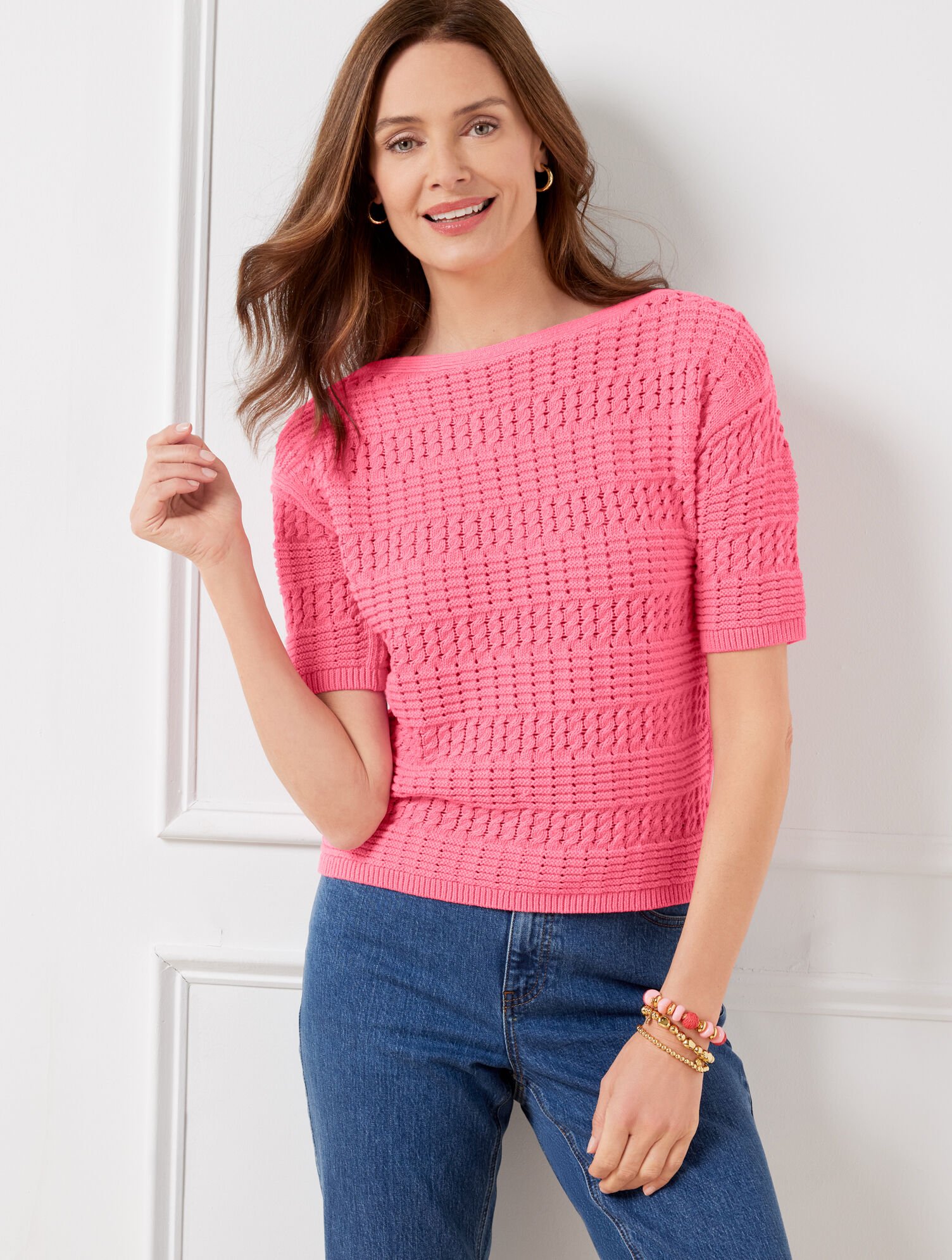 Textured Bateau Neck Pullover | Talbots