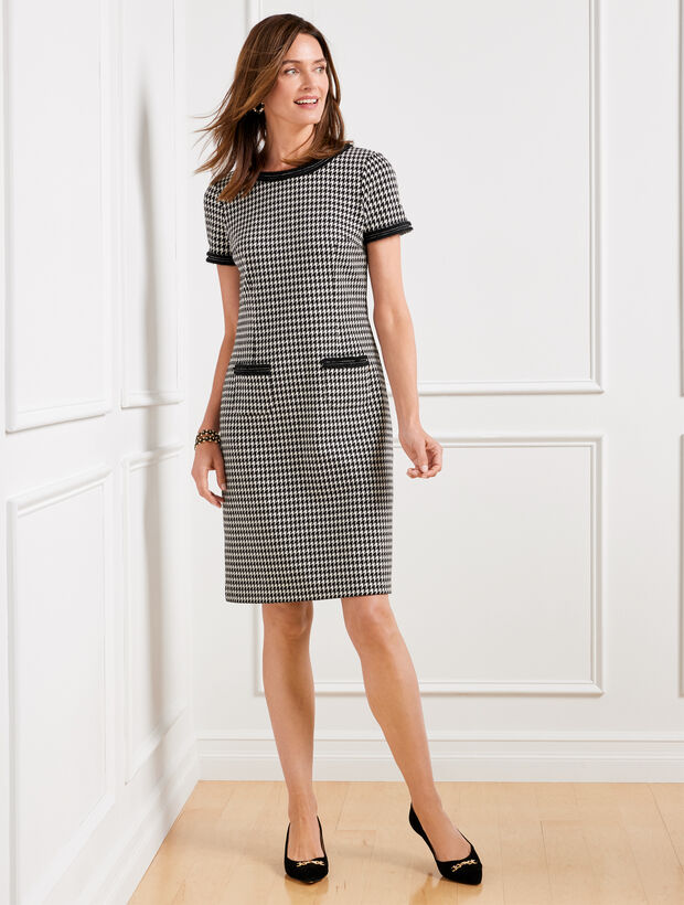 A-Line Ponte Dress - Bold Houndstooth | Talbots