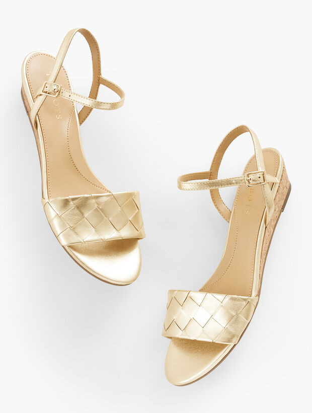 Capri Woven Metallic Leather Sandals | Talbots