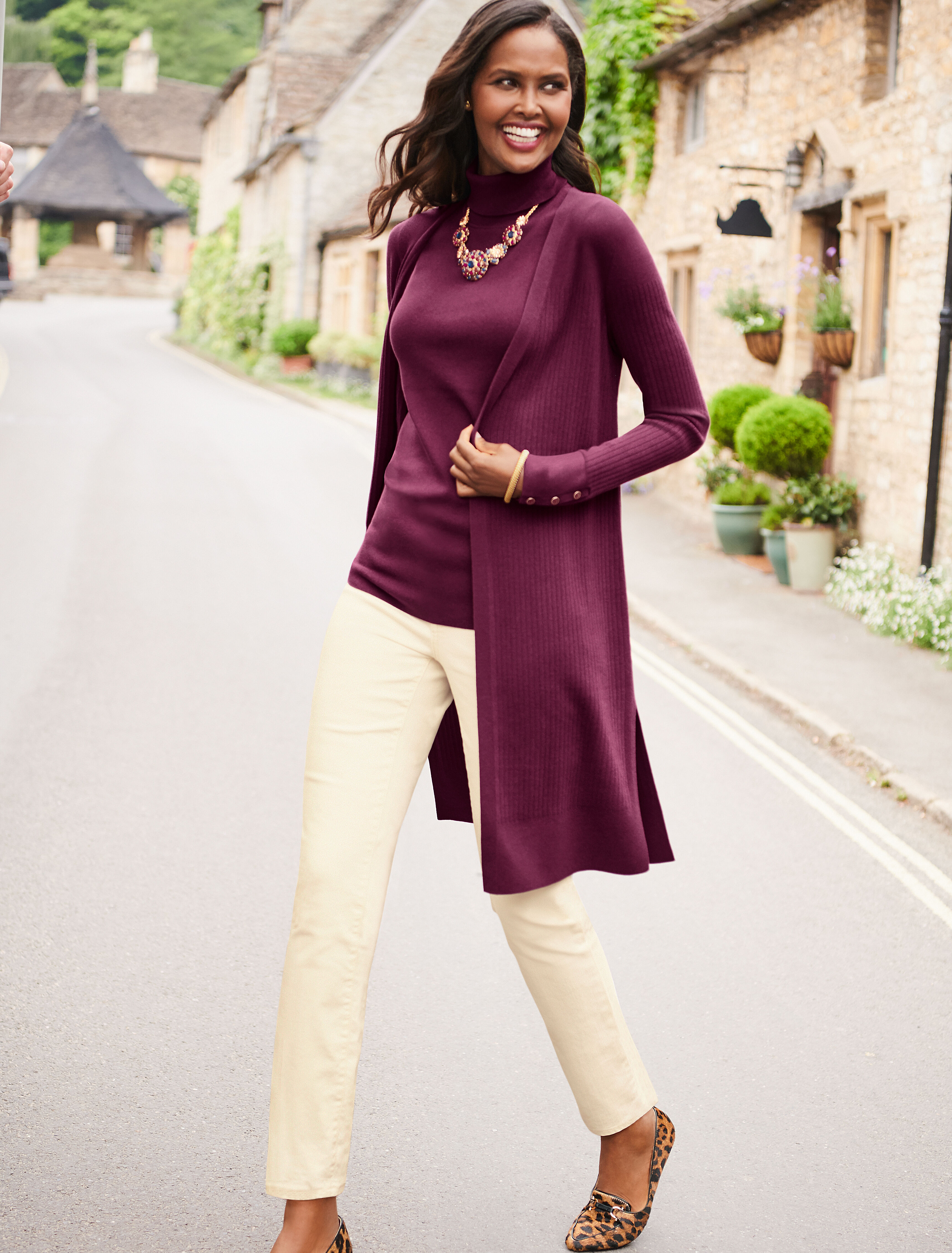Long Open-Front Cardigan | Talbots
