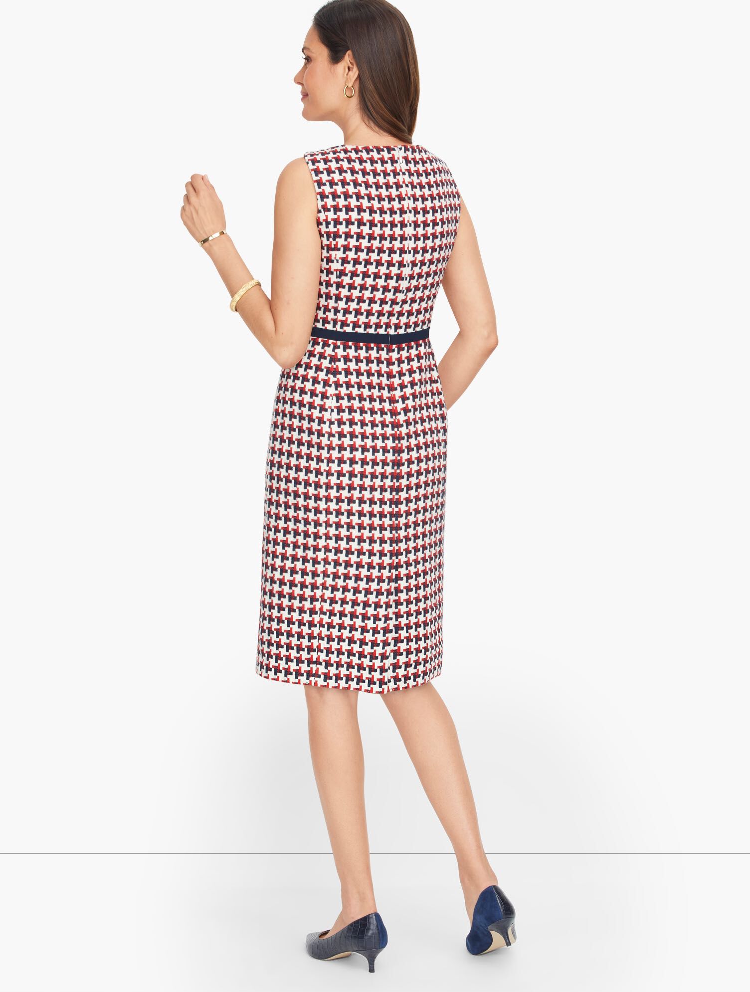 Luxe Woven Bold Houndstooth Sheath Dress | Talbots