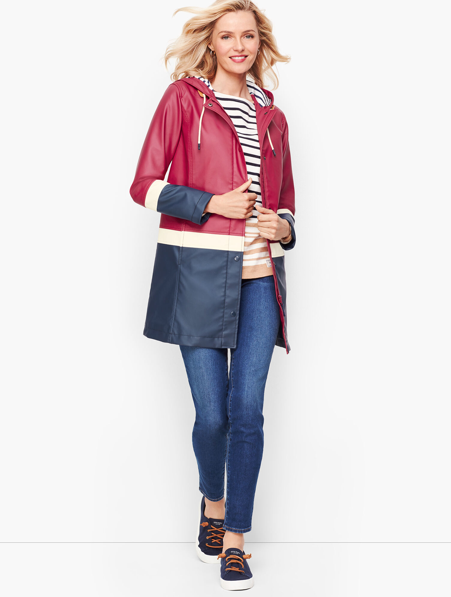 Hooded Rain Coat - Colorblock | Talbots