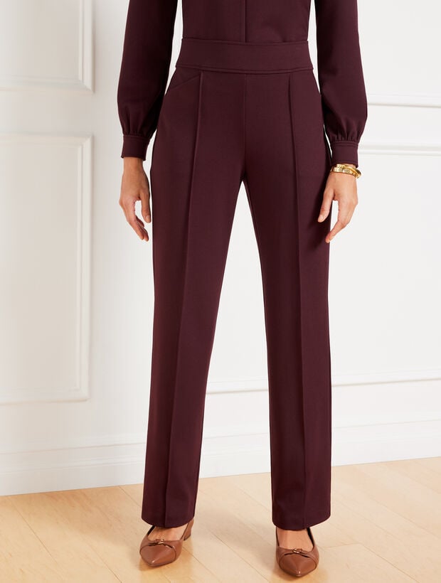 Passport Ponte Pintuck Straight Leg Pants | Talbots