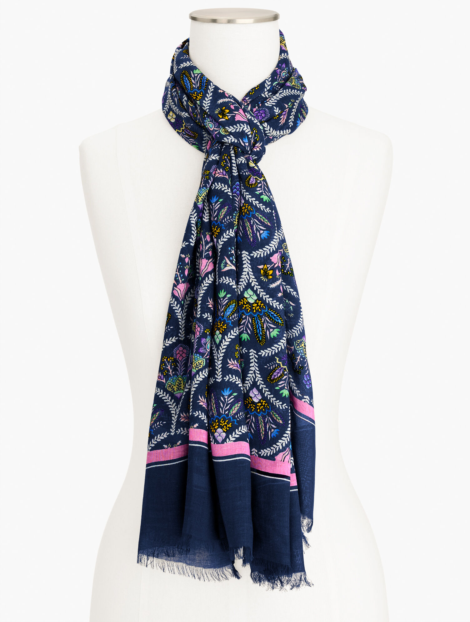 Scalloped Floral Oblong Scarf | Talbots