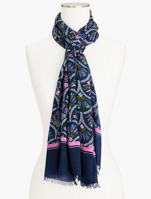 Scalloped Floral Oblong Scarf | Talbots
