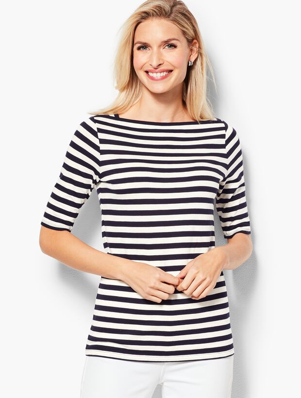 Envelope-Neck Tee - Stripe | Talbots