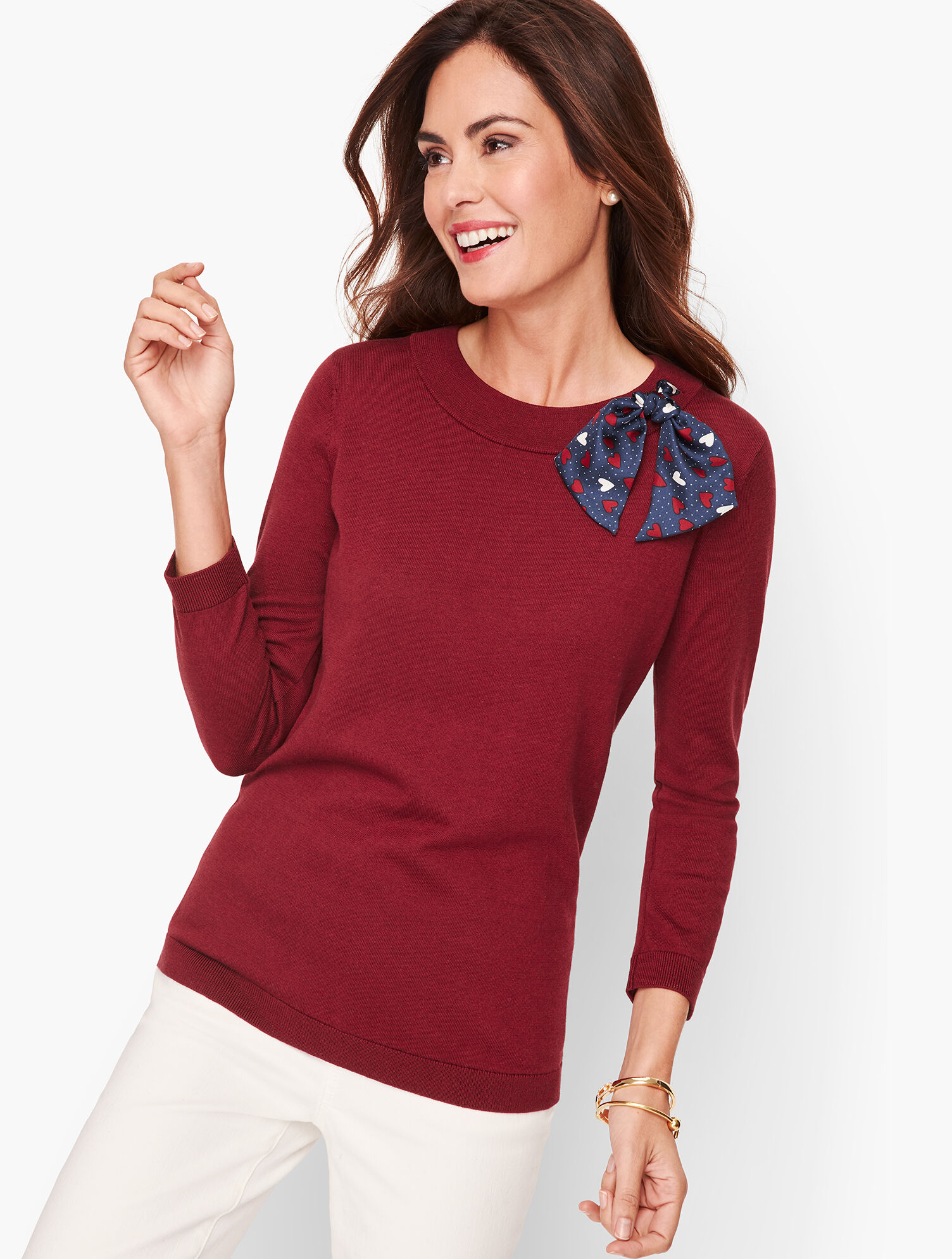 Heart Scarf Detail Sweater | Talbots