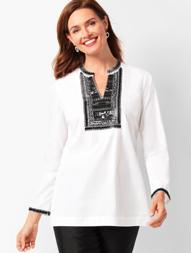 Embellished Poplin Tunic | Talbots