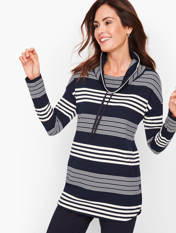 Multi Stripe Cowlneck Pullover | Talbots