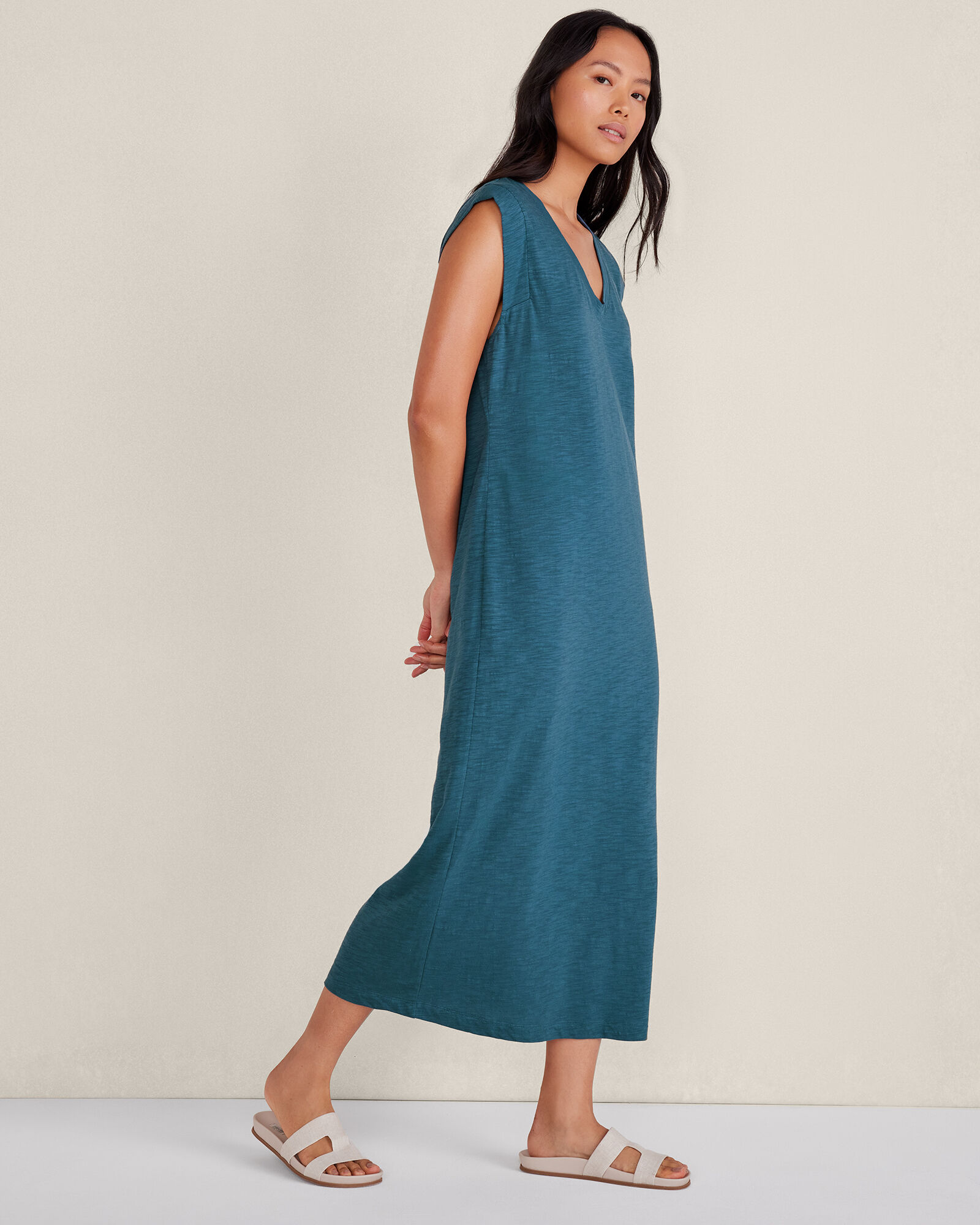 Organic Cotton Modal V-Neck Midi Dress | Haven Well Within