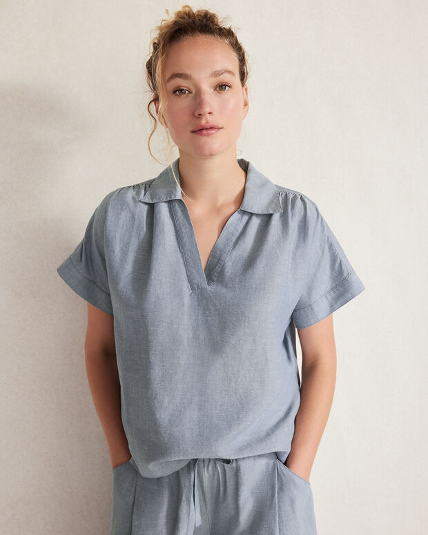 Linen Blend Collared Shirt | Haven Well Within